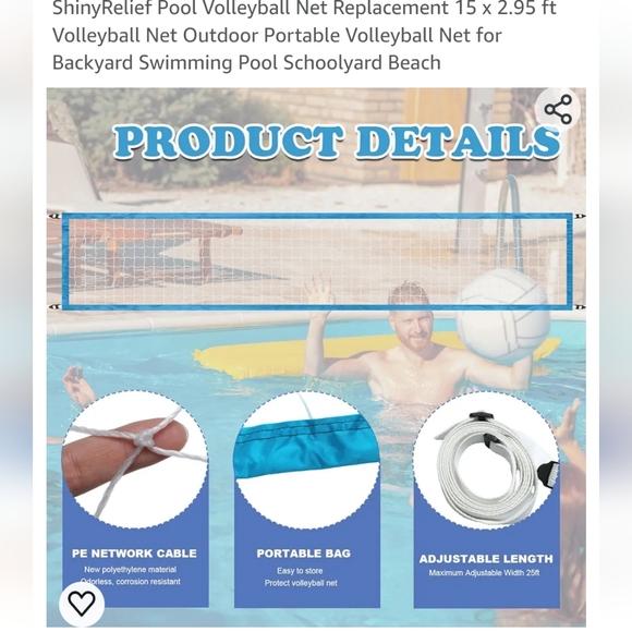Other | Pool Volleyball Net Replacement 15295 Ft Portable New Comes In ...